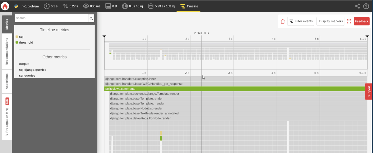 Analyzing Python Profiles with the Blackfire Timeline | Blackfire.io Le ...